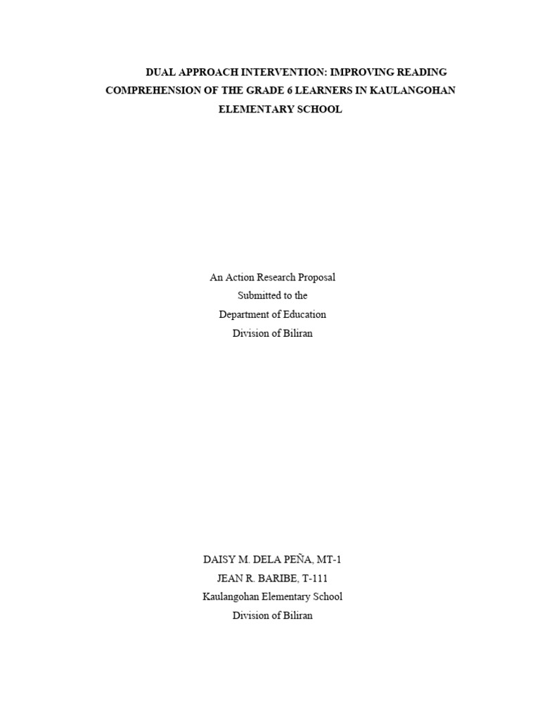 Dual Approach Intervention | PDF | Learning Disability | Reading ...