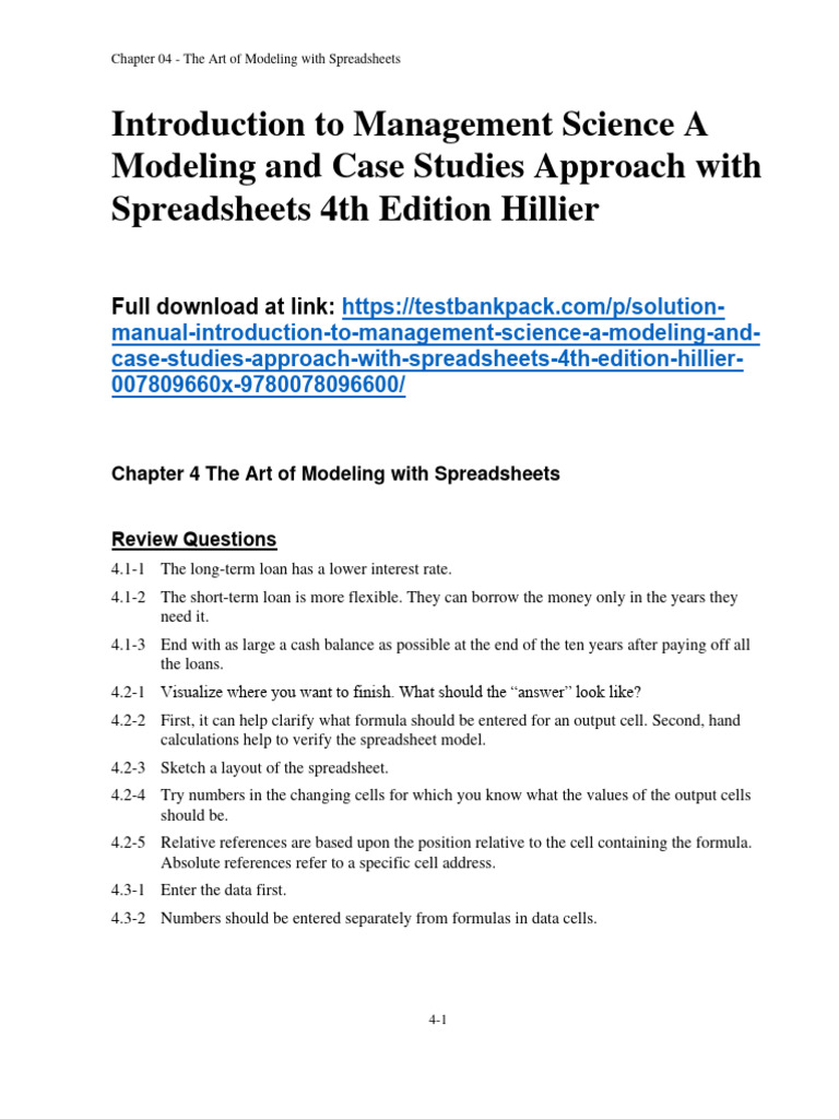 Spreadsheet Modeling Techniques Explained | PDF
