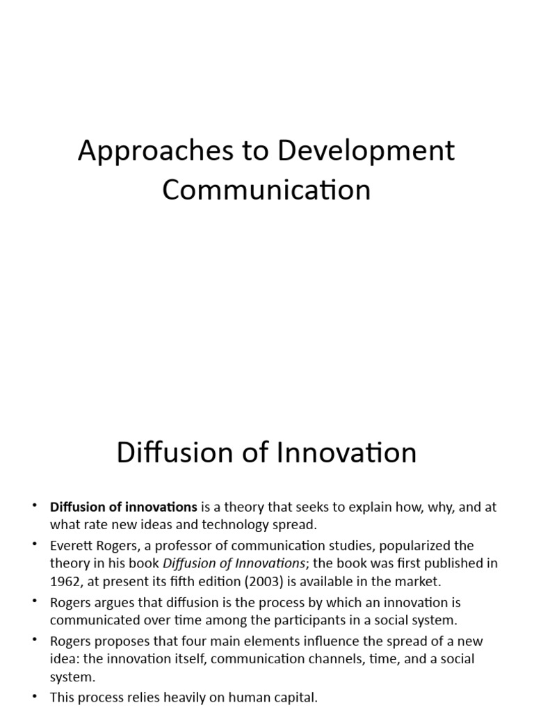 Approaches To Development Communication Done Pdf Communication