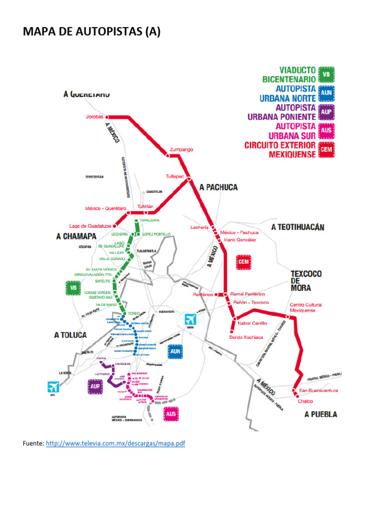 CDMX - Mapa de Autopistas | PDF