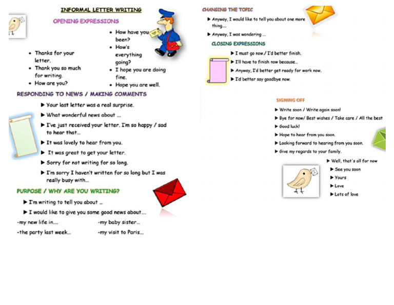 Useful Phrases for Informal Letters | PDF