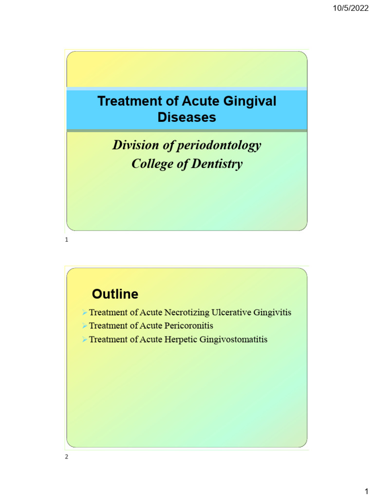 Acute Gingival Disease Treatments Guide | PDF | Science & Mathematics