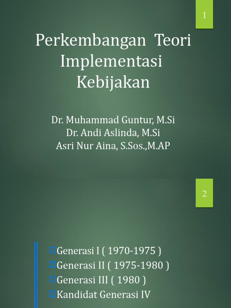 Perkembangan Teori Implementasi Kebijakan (Autosaved) 2 | PDF