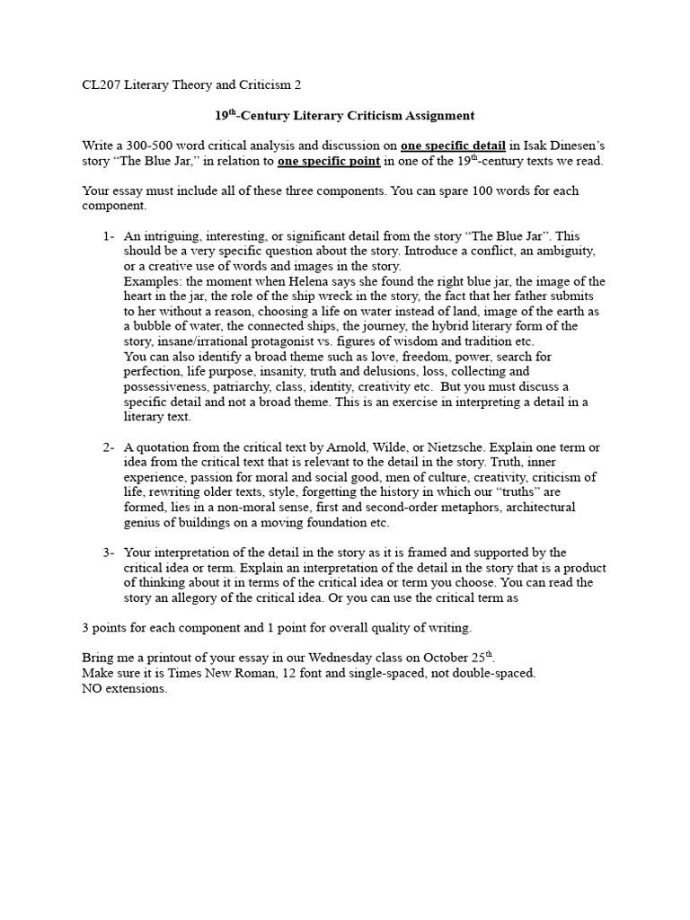 19c Crit Essay Prompt | PDF | General Fiction