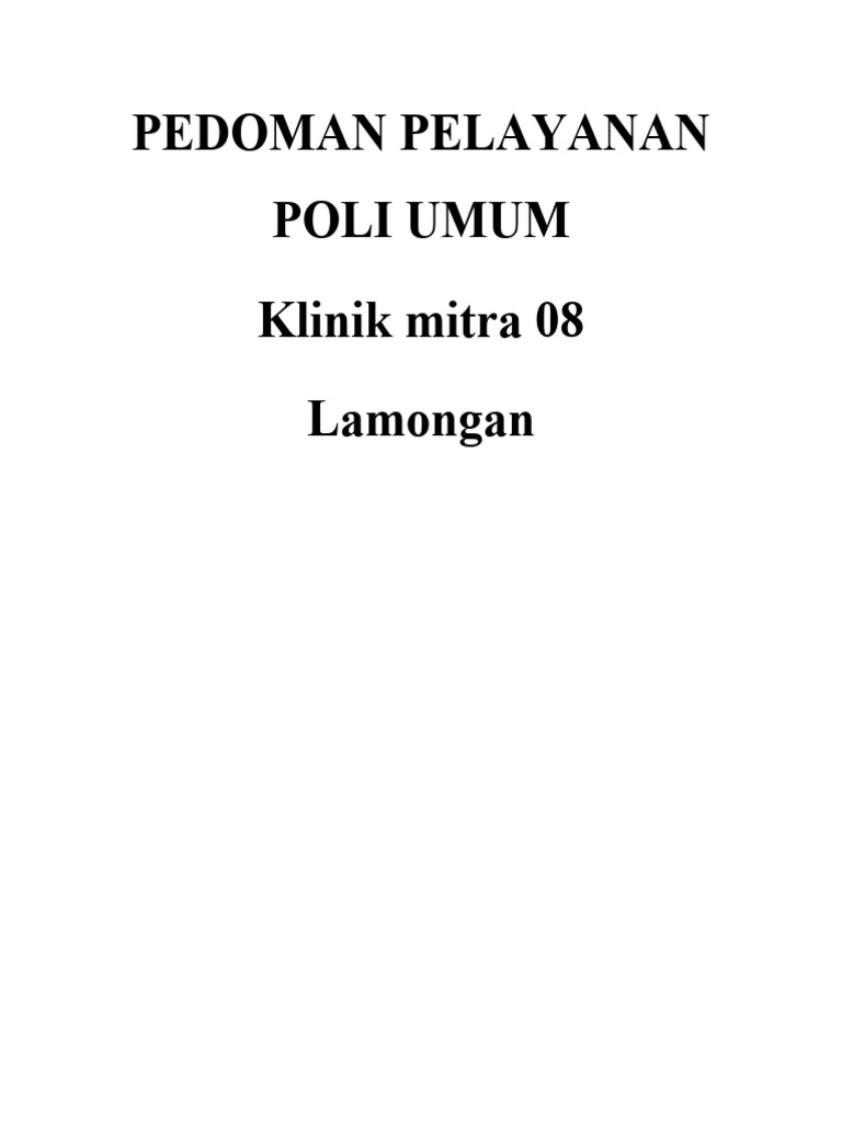 Pedoman Pelayanan Poli Umum | PDF