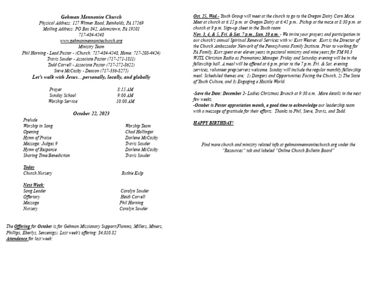 Bulletin - 2023 10 22 | PDF
