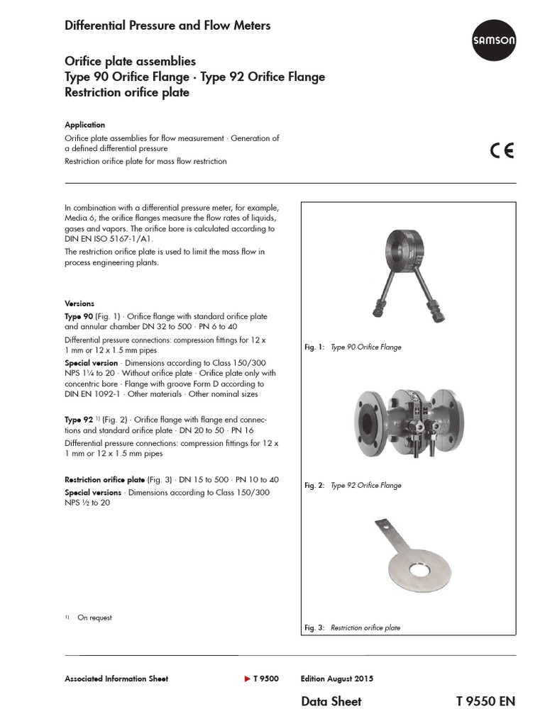 Differential Pressure and Flow Meters Orifice Plate Assemblies Type 90 ...