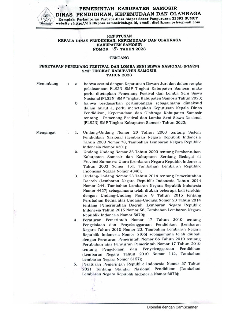 Pemenang FLS2N SMP | PDF