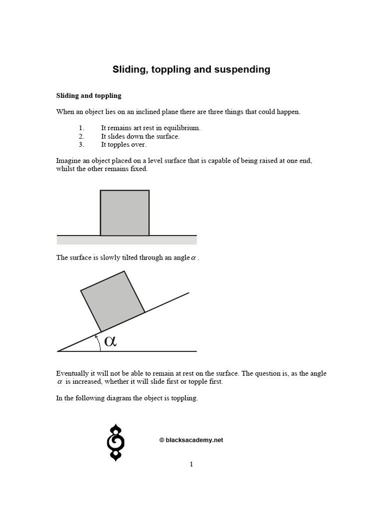 Sliding Toppling and Suspending | PDF