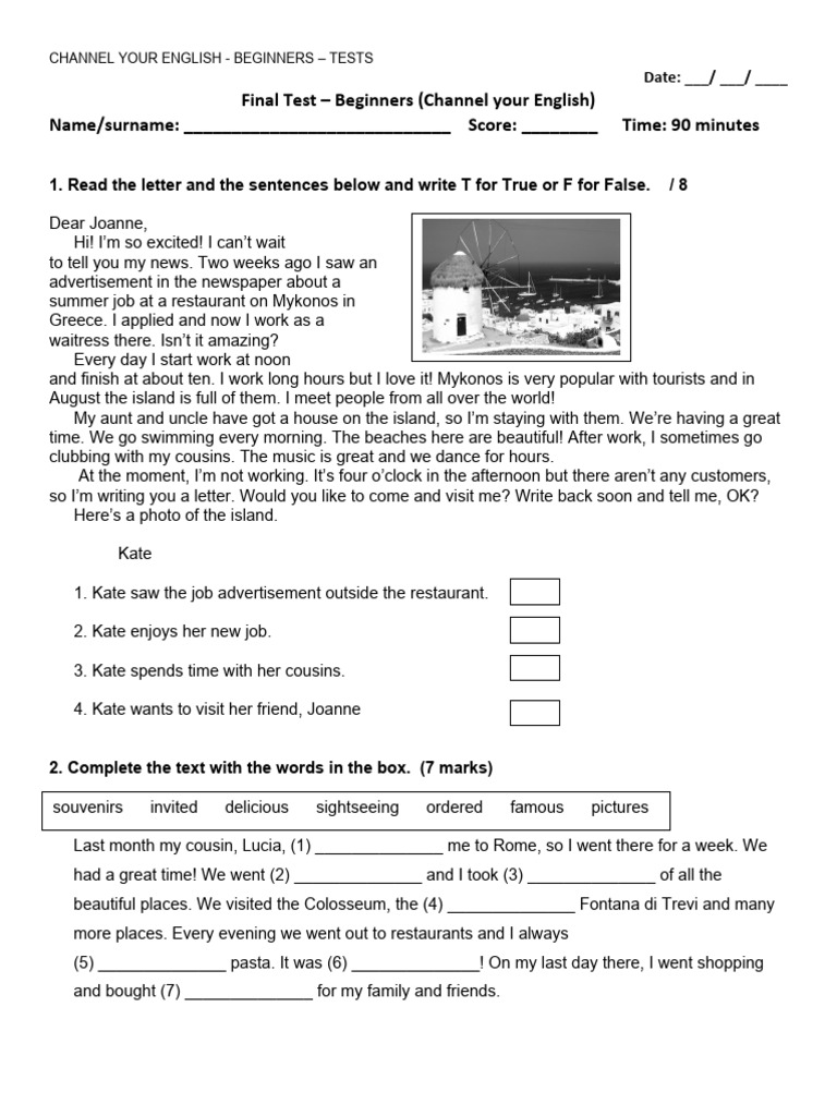 Final Exam - Beginners | PDF