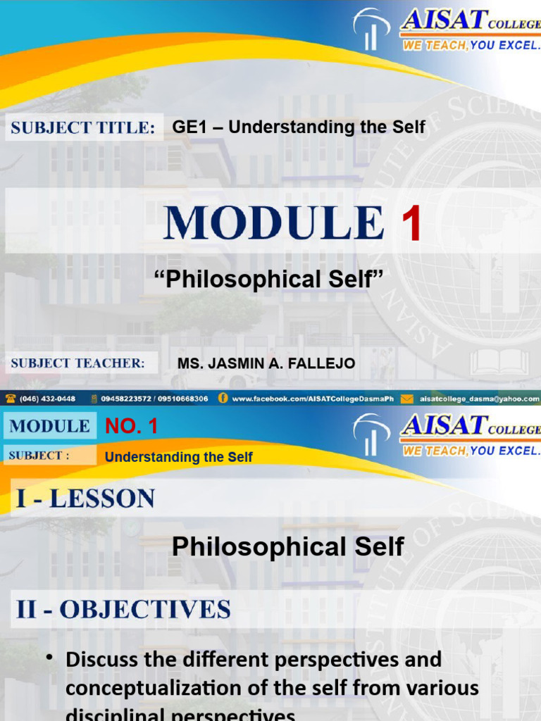 Understanding The Self Module 1 | PDF | Philosophy Of Self | Mind Understanding The Self Module 1 | PDF | Philosophy Of Self | Mind