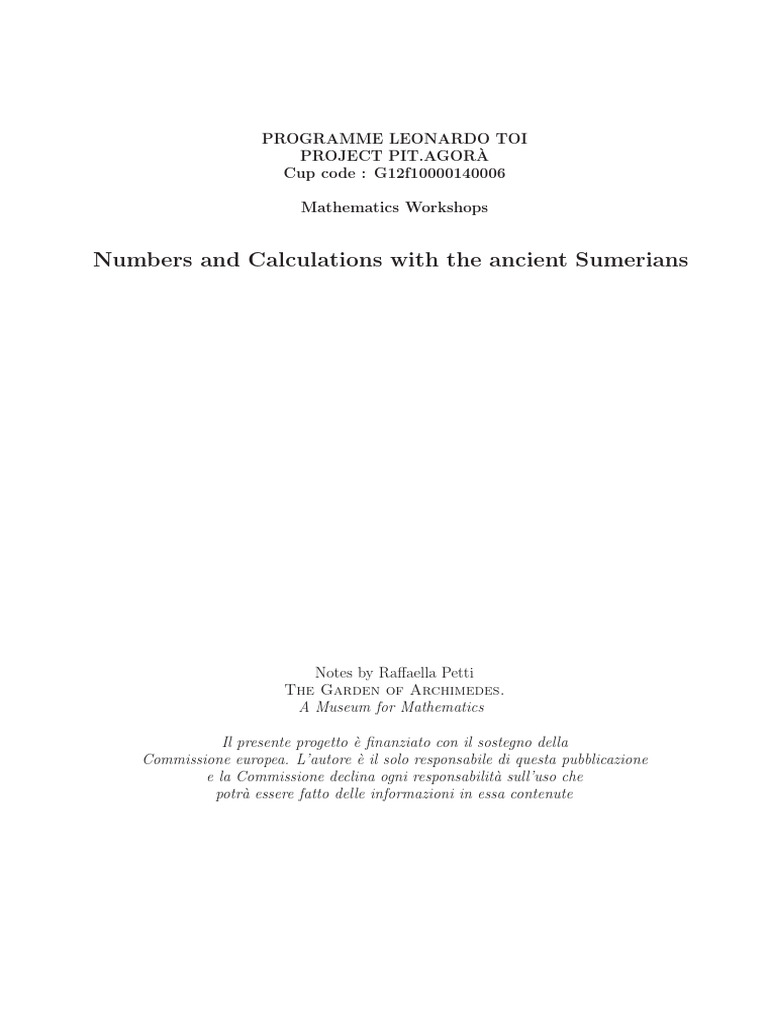 Numbers and Calculations With The Ancient Sumerians | PDF ...