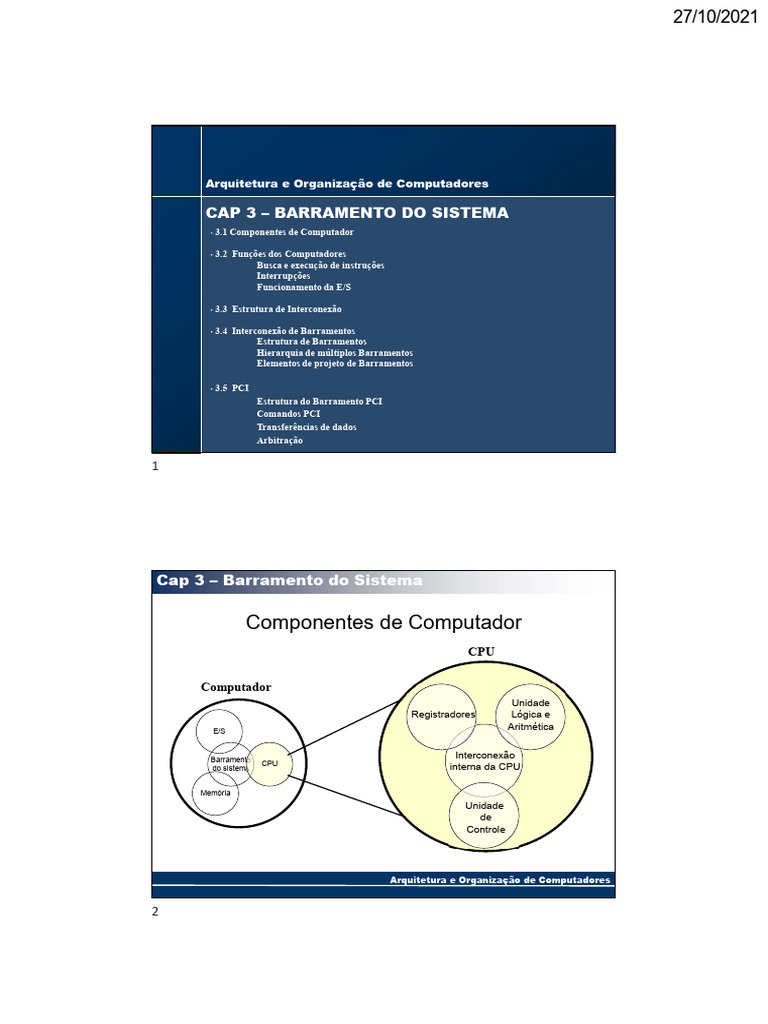 Slides Cap03 Barramentos Do Sistema | PDF
