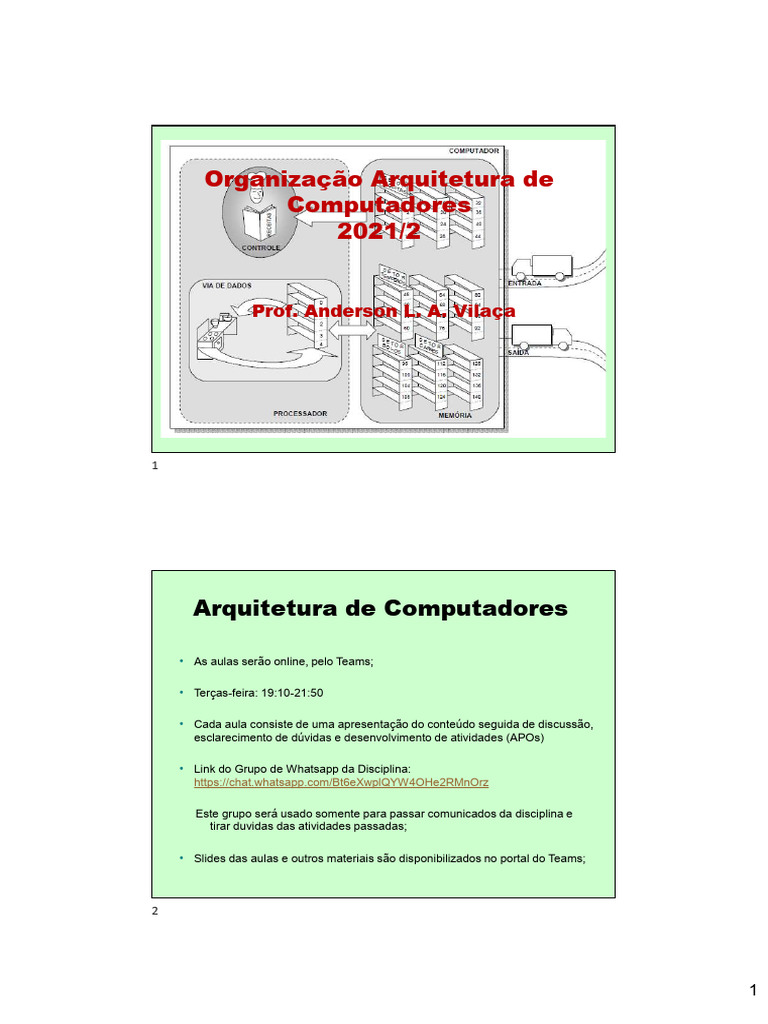 Slides Cap01 Introducao A Arquitetura e Organizacao de Computadores | PDF