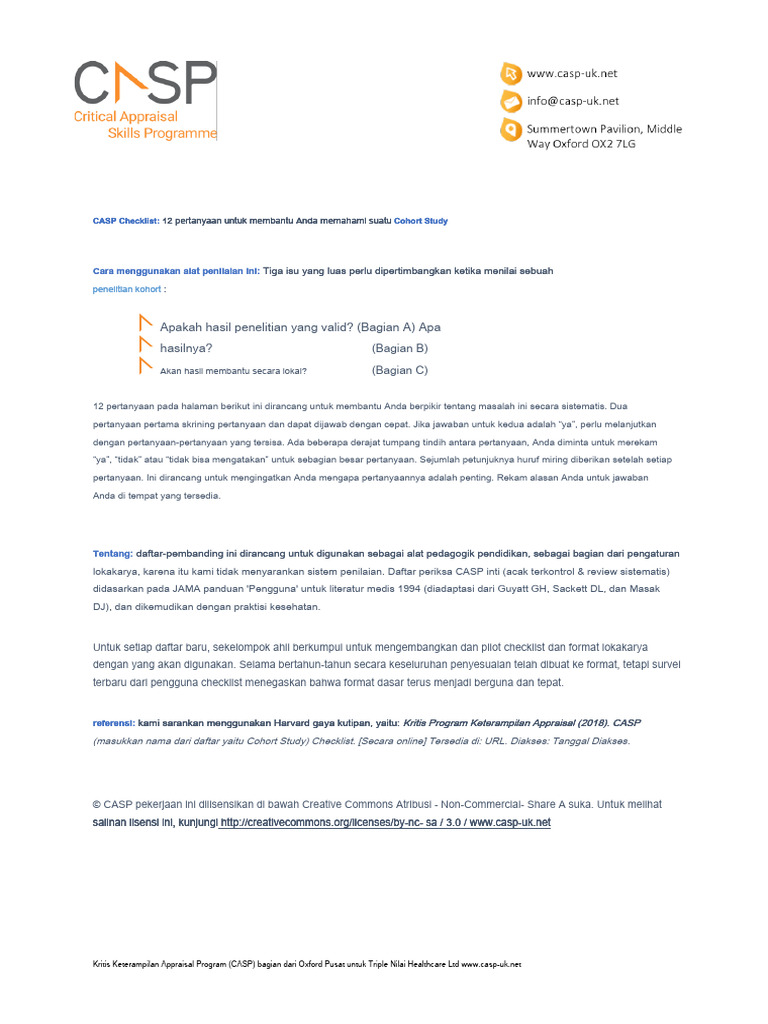 CASP-Cohort-Study-Checklist - 2018 (CONTOH FORM KRITISI) .En - Id | PDF