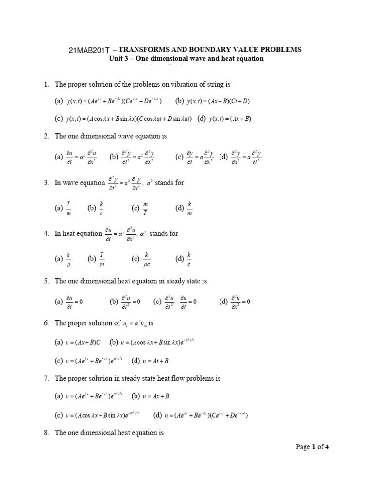 21MAB201T UNIT 3 APPLICATION OF PDE | PDF