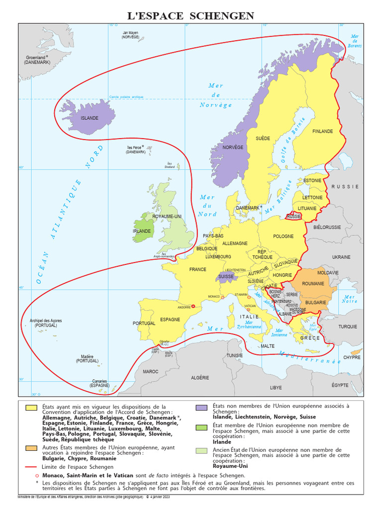 Carte des pays de l'espace Schengen | PDF
