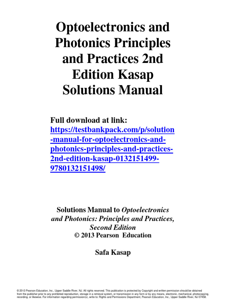 Optoelectronics and Photonics Principles and Practices 2nd Edition ... Optoelectronics and Photonics Principles and Practices 2nd Edition ...
