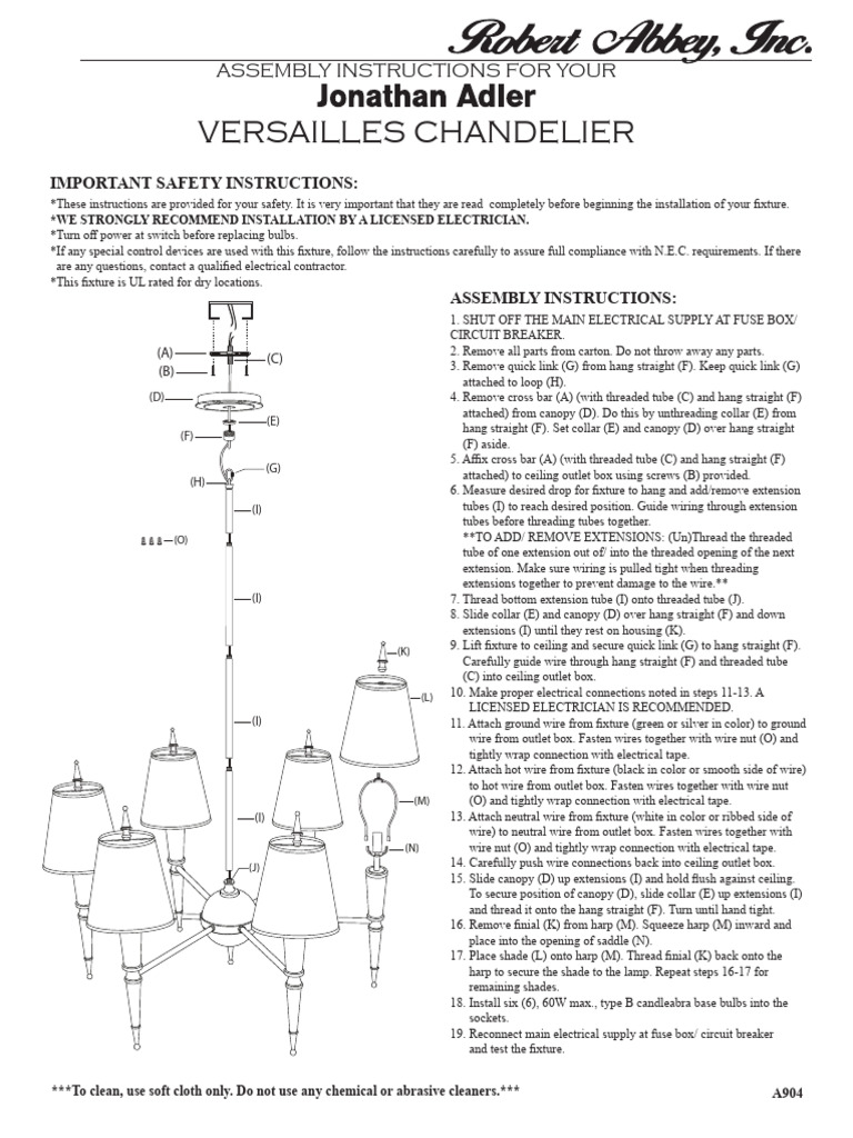 Versailles Chandelier: Assembly Instructions For Your | PDF