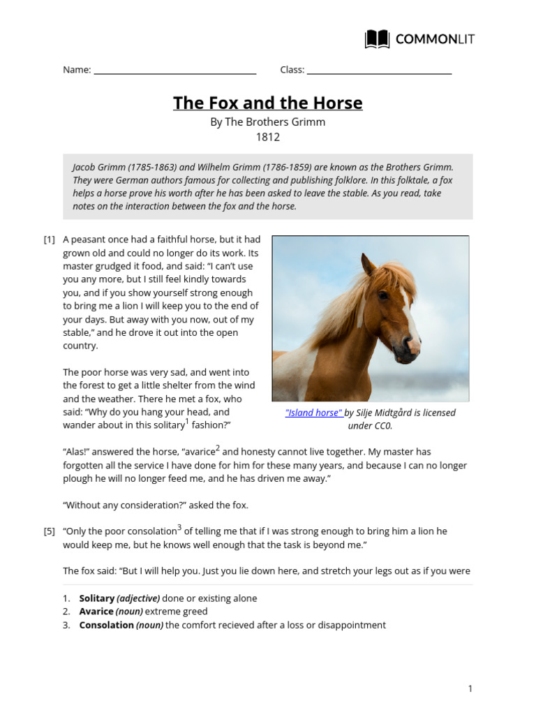 The Fox and The Horse-Teacher-14 | PDF