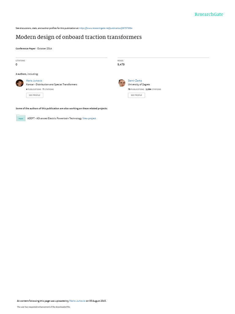 Modern Design of Onboard Traction Transformers: October 2014 | PDF