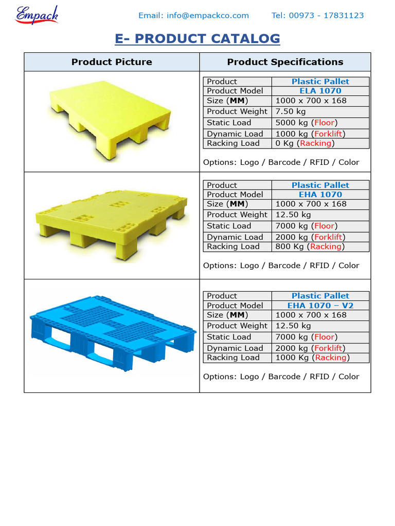 E-Catalog - Plastic Pallet With Specifications-1 | PDF