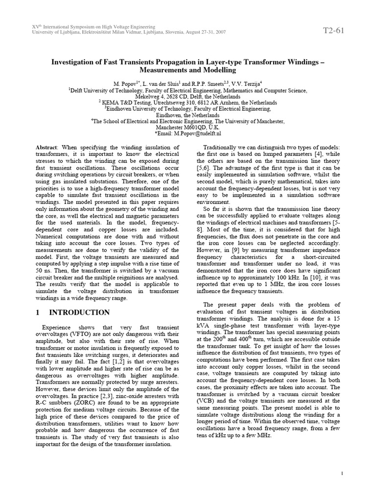 Investigation of Fast Transients Propaga | PDF | Transformer | Inductance