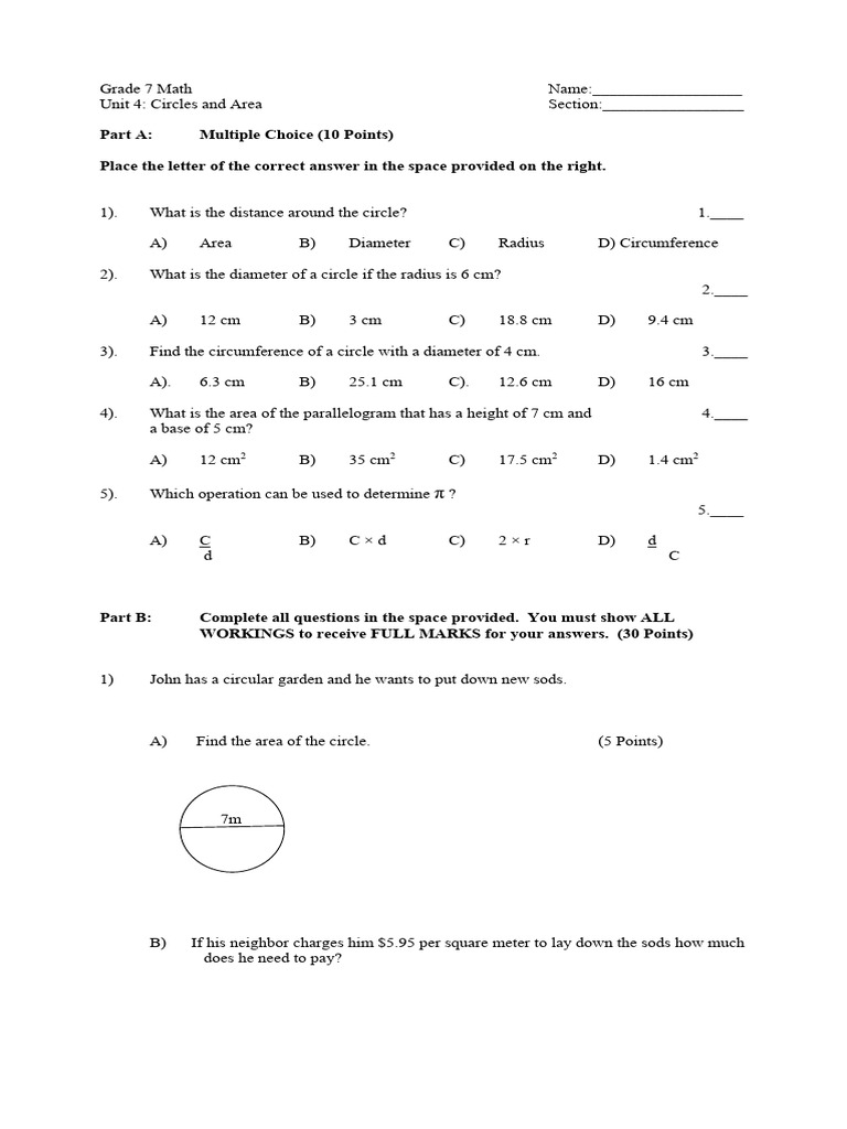 Math 7 Unit 4 Practice Test | PDF