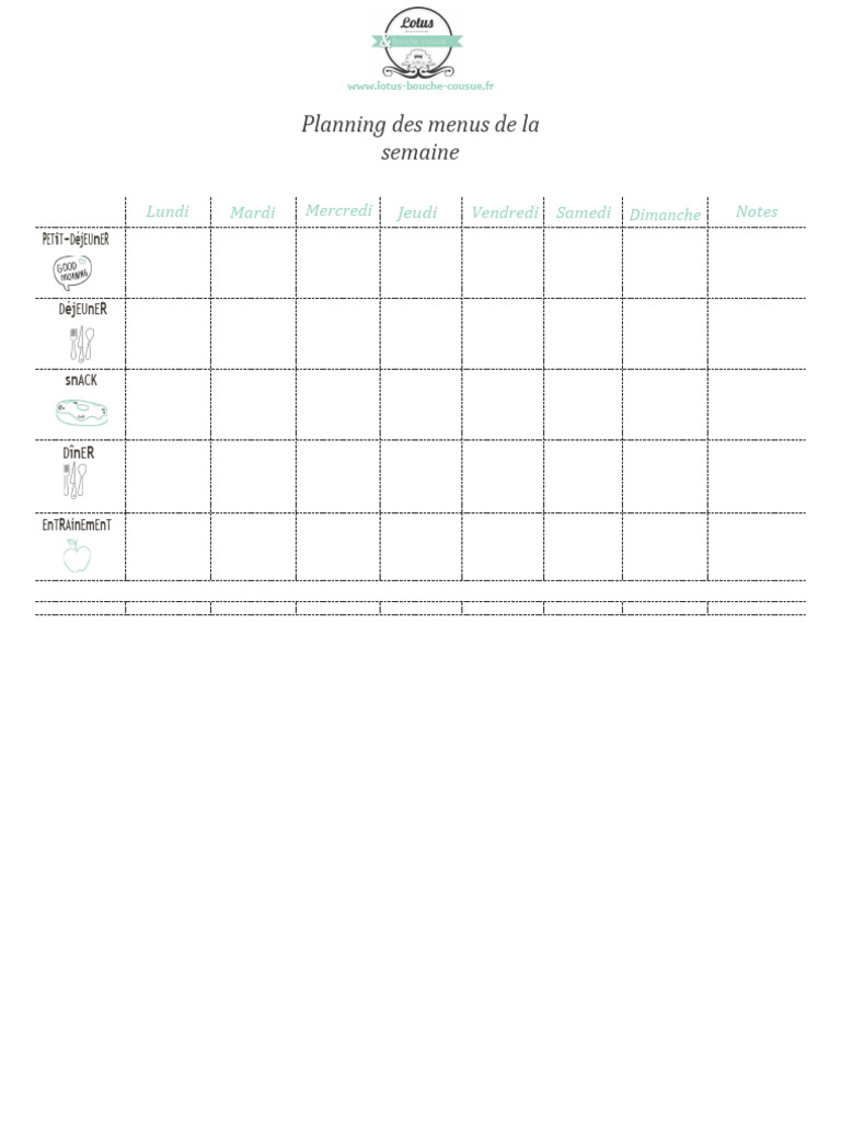 GJei5YeAdkN Planning Menus Semaine Vierge | PDF