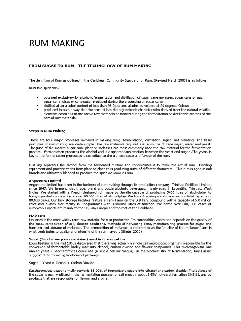 Rum Making | PDF