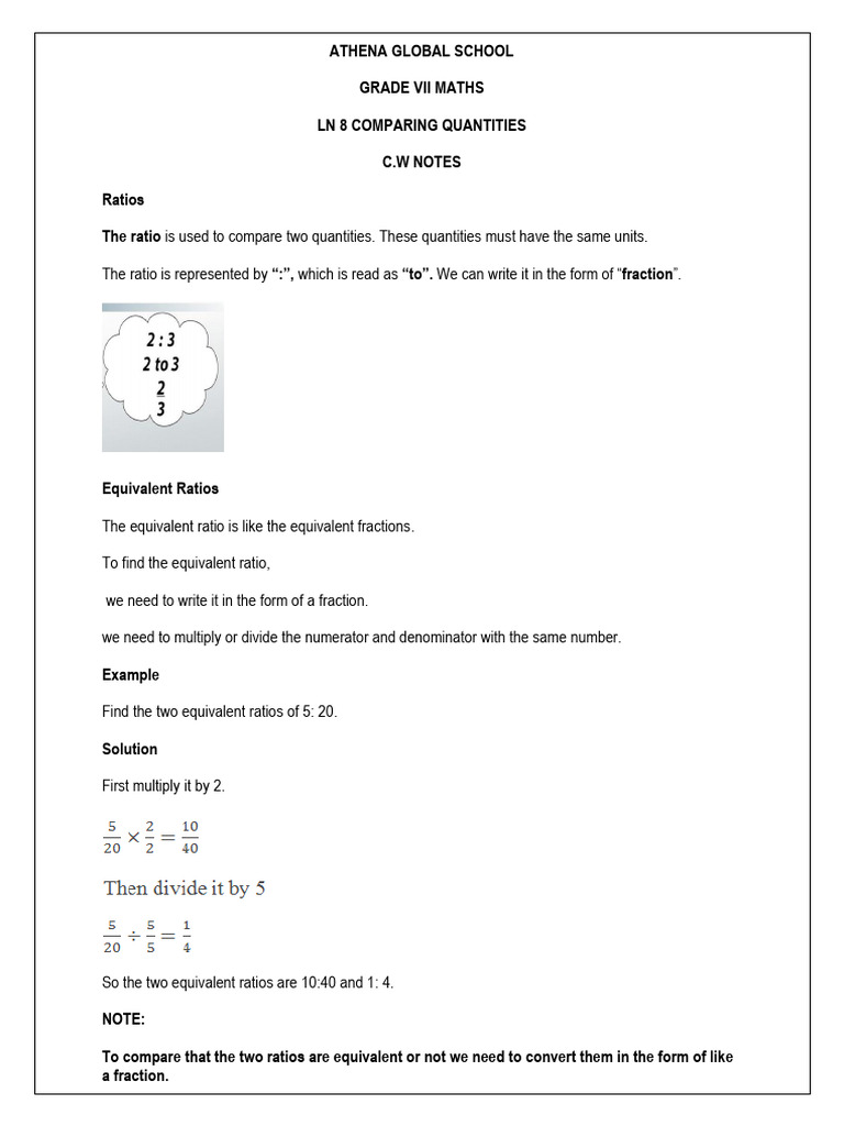 7 Comparing Quantities Notes | Download Free PDF | Interest | Ratio