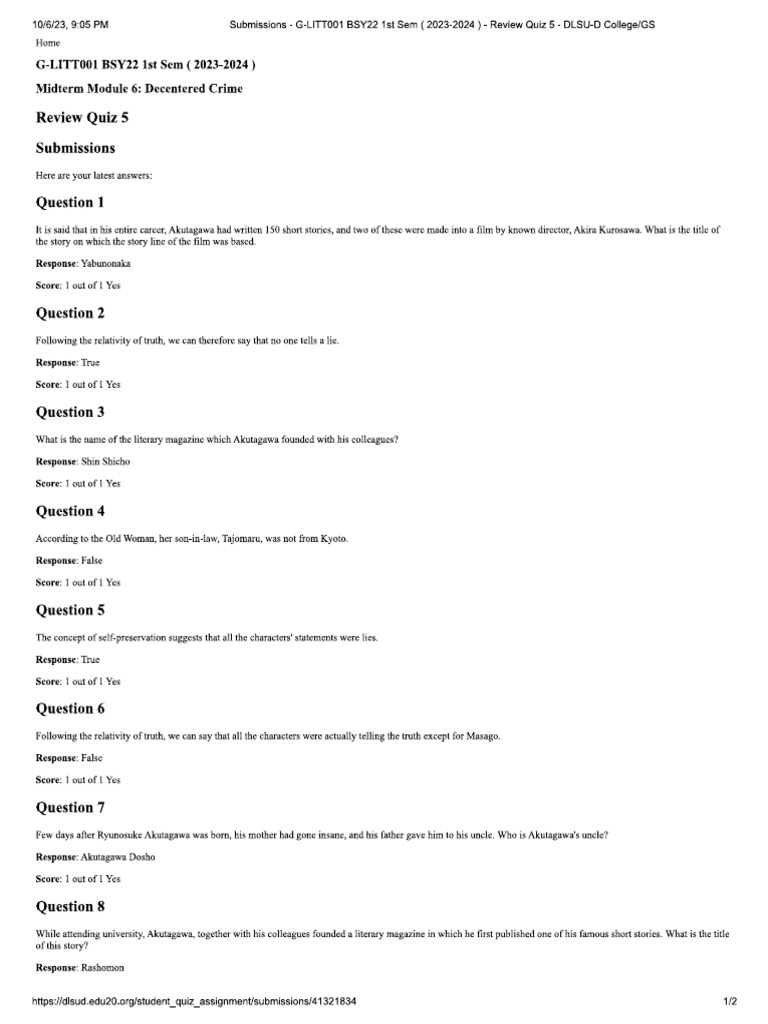 Review Quiz 5 | PDF