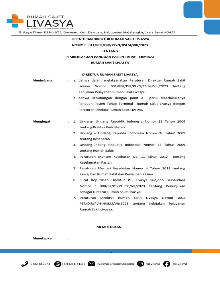 SK Panduan Pasien Tahap Terminal | PDF