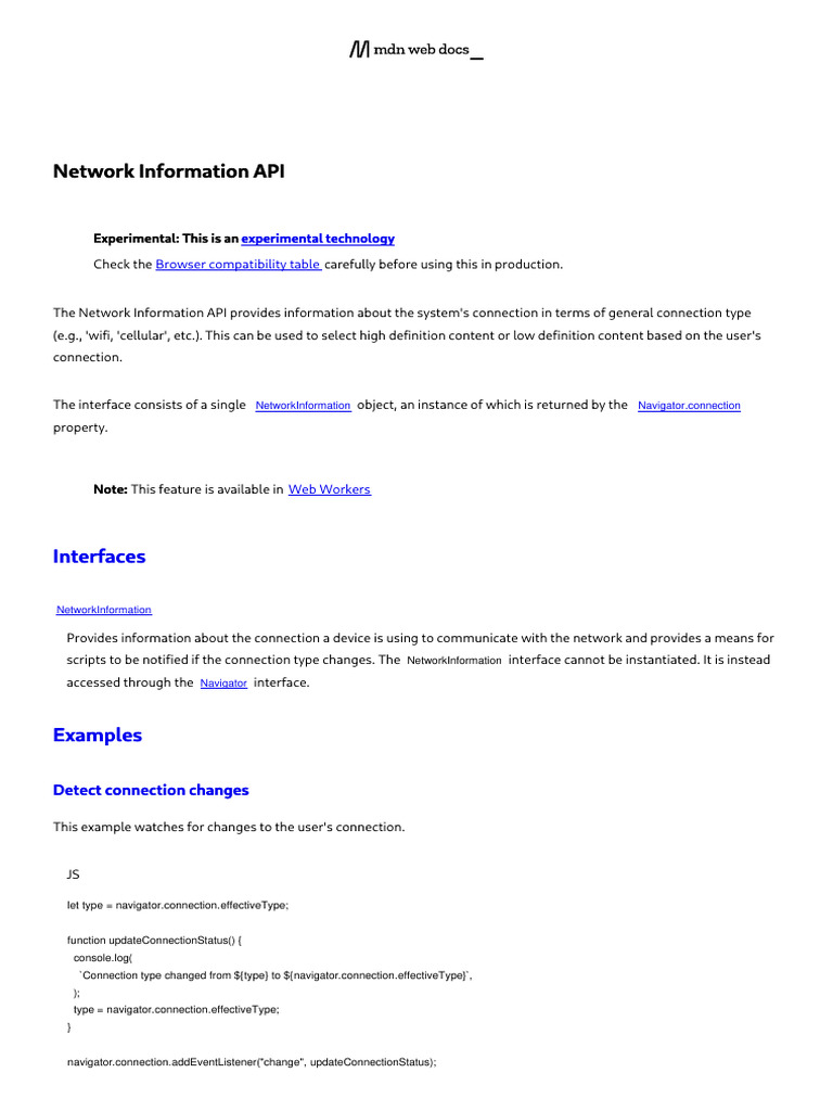 Network Information API-Experimental | PDF