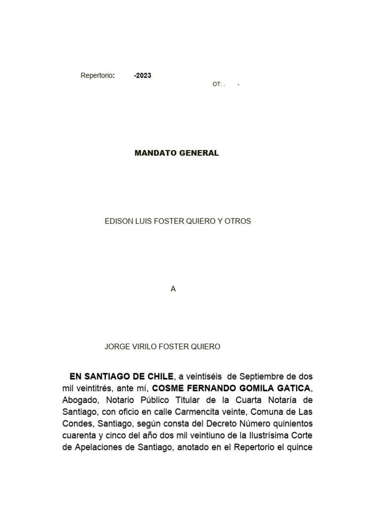 Mandato General en Chile 2023 | PDF | Derecho