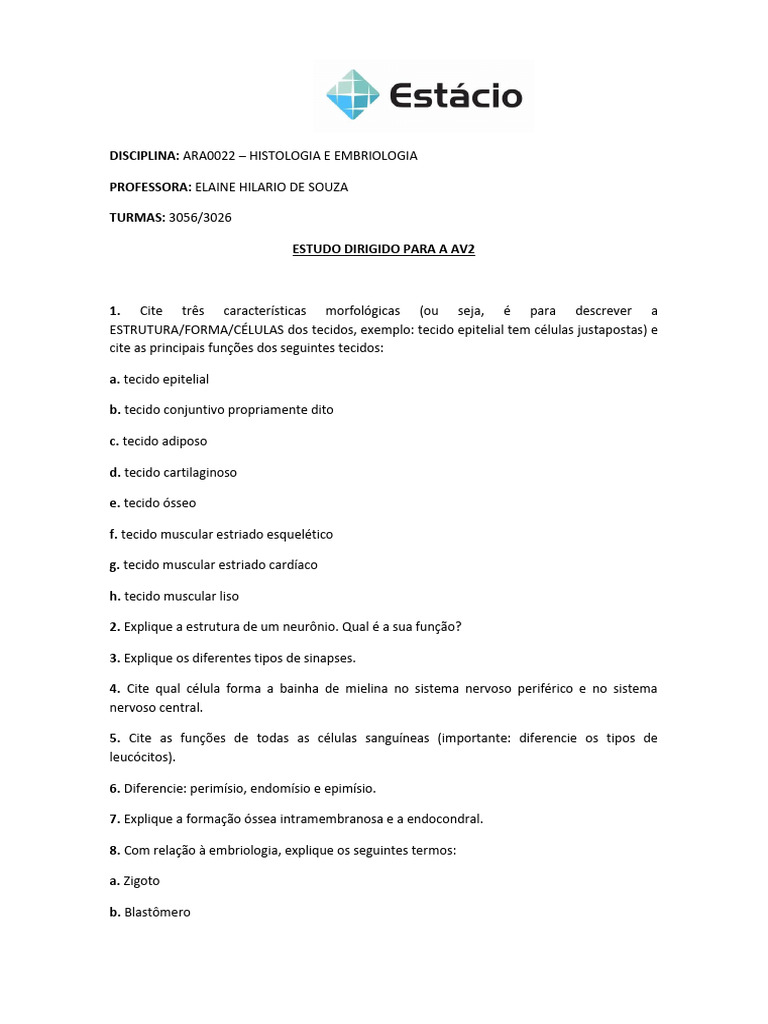 Estudo Dirigido AV2 | PDF