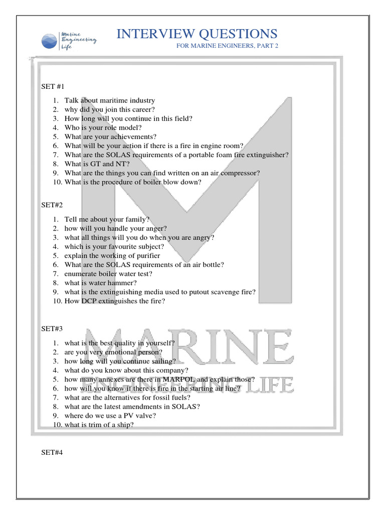 Engine Cadet Interview Questions 321 | PDF