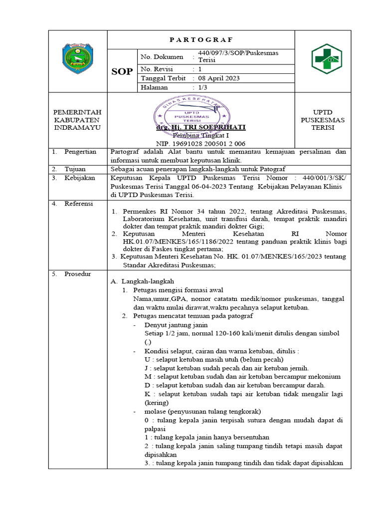 Sop Partograf | PDF