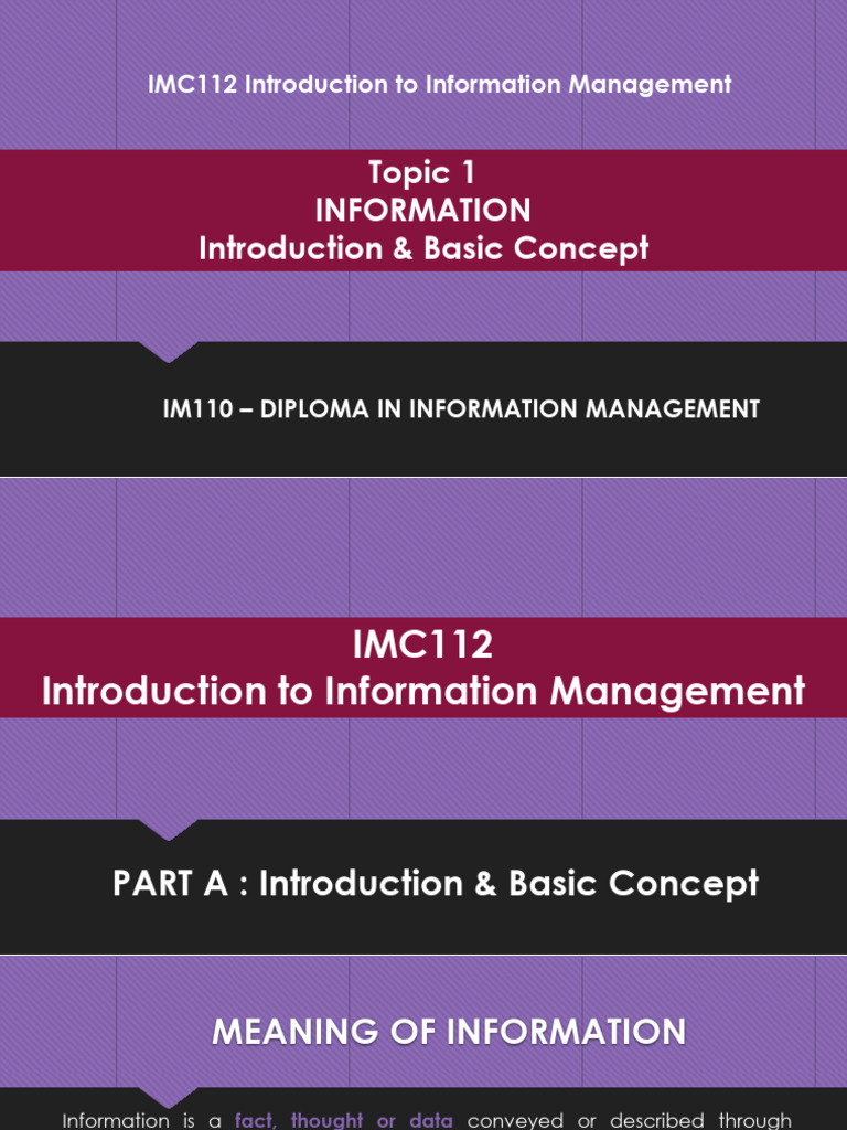 Overview of Information Management | PDF