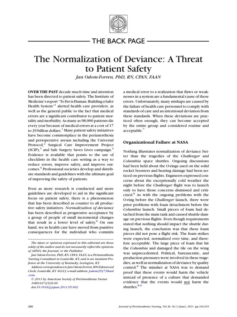 The Normalization of Deviance A Threat T | PDF