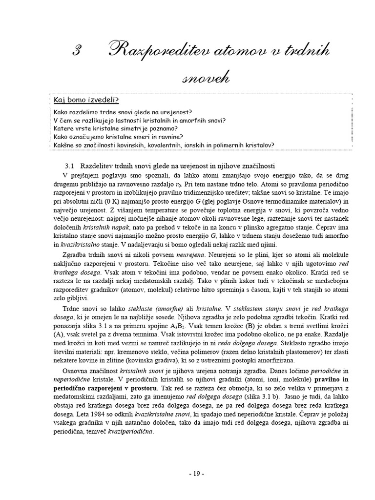Razporeditev Atomv GRADIVA Učbenik | PDF