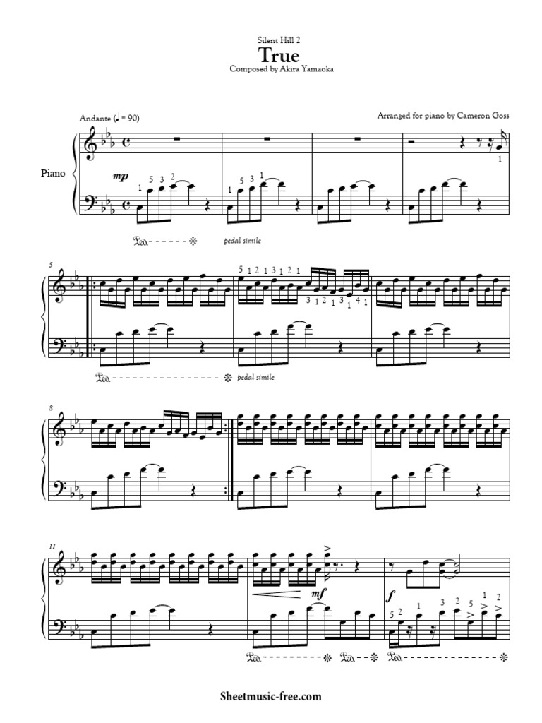 True Sheet Music Silent Hill 2 Akira Yamaoka | PDF
