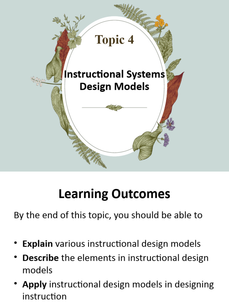Topic 4 - Instructional Design Models | PDF