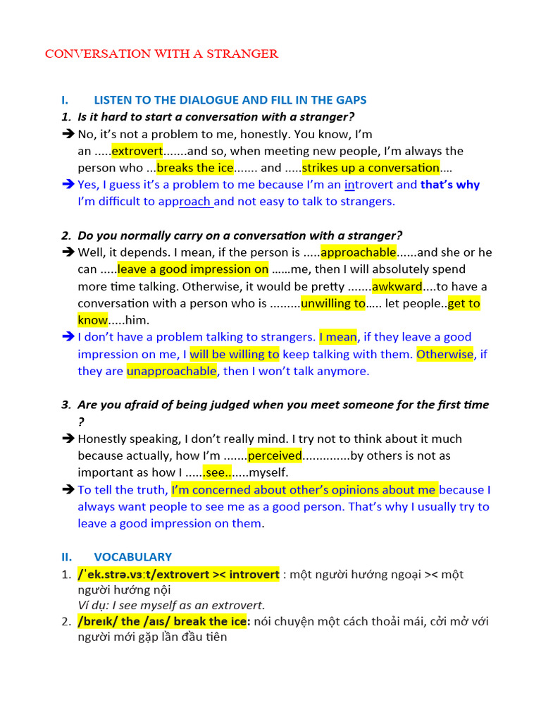 Conversation With A Stranger | PDF