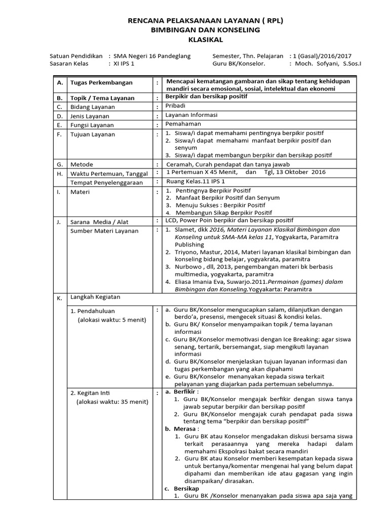 RPL BK Berpikir Dan Bersikap Positif | PDF