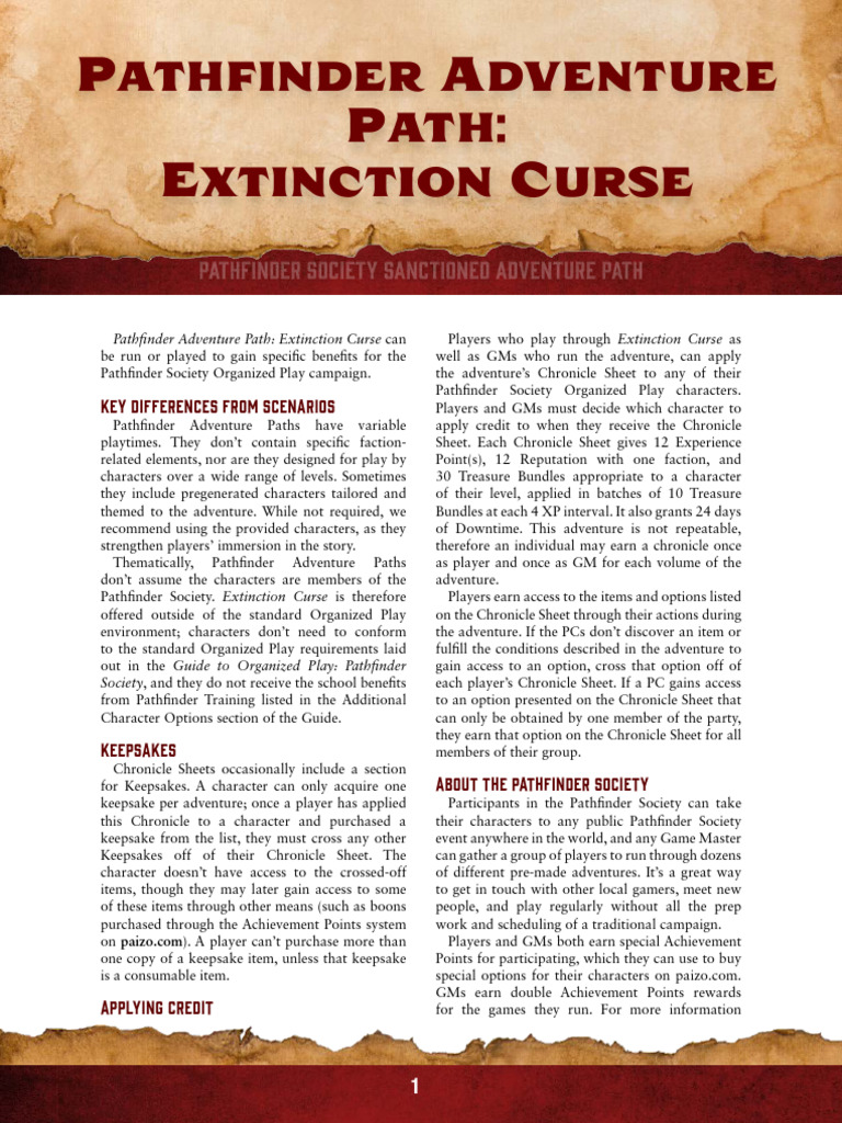 Extinction Curse Sanctioning | PDF