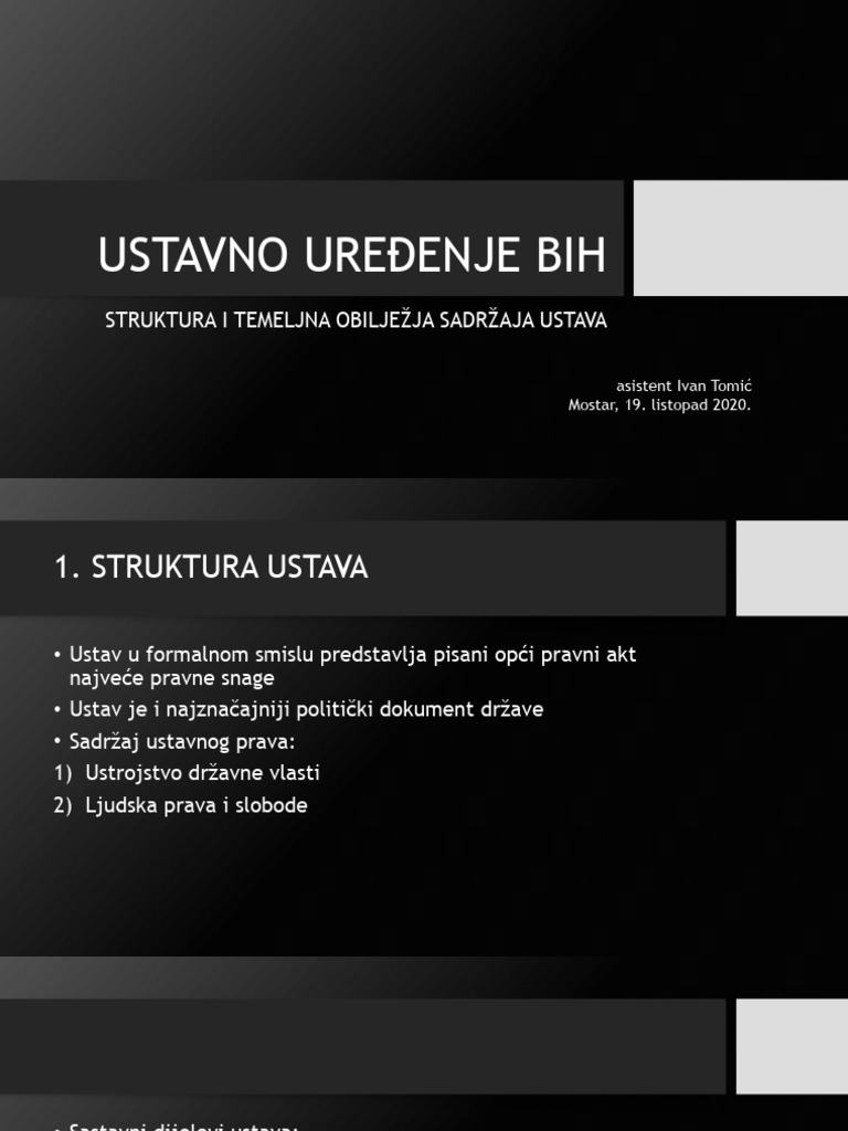 Struktura I Temeljna Obilježja Ustava BiH I Entitetskih Ustava ...