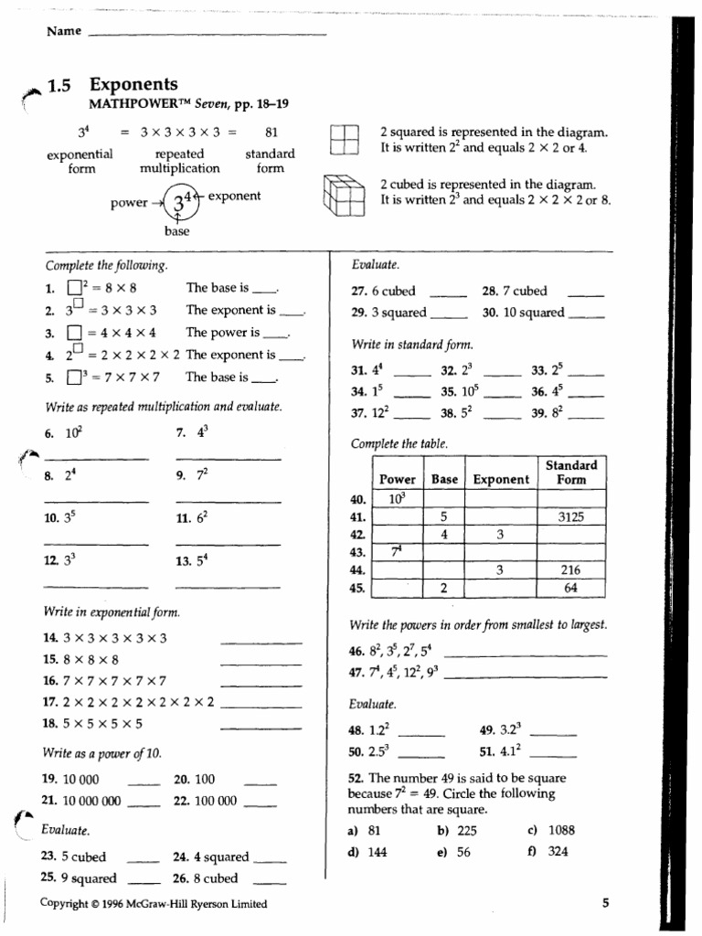 Exponents (1.5) | PDF