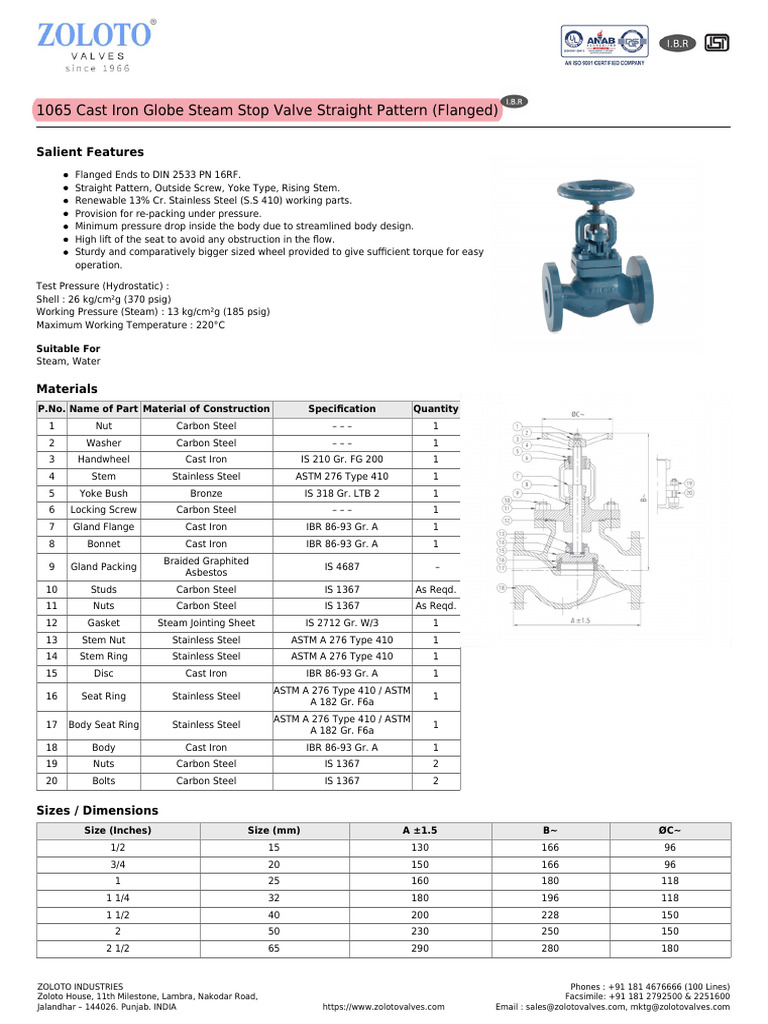 Globe Valve DN80 | PDF
