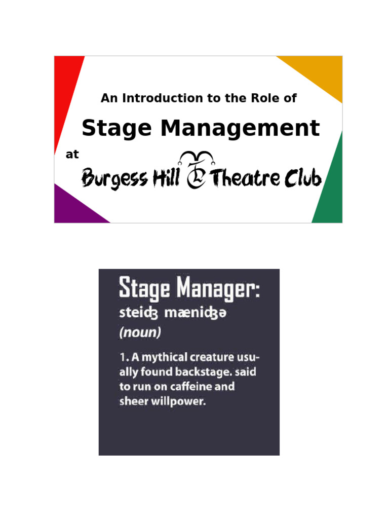 Understanding Stage Management Roles | PDF | Oral Literature ...